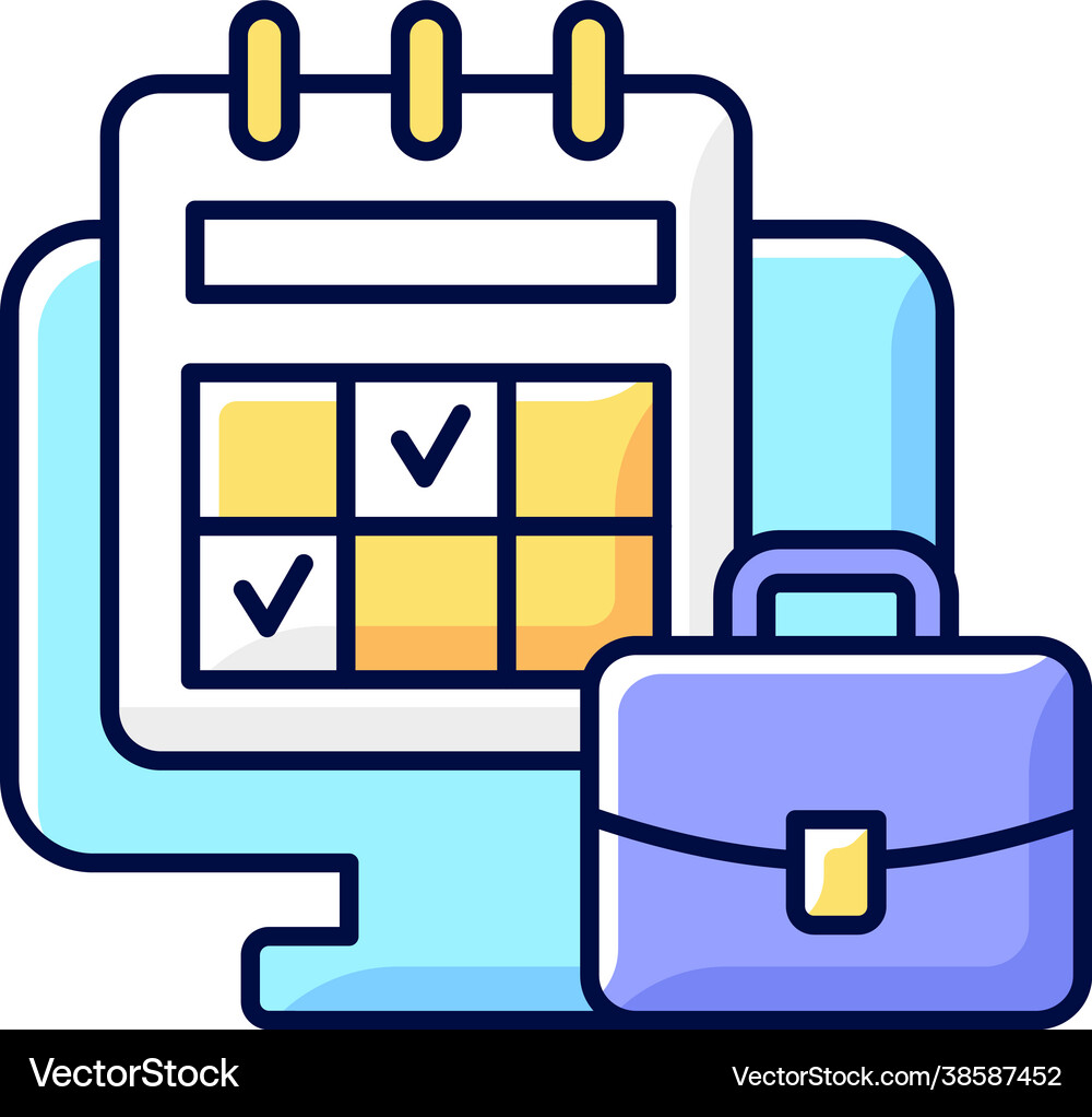 Online work calendar rgb color icon Royalty Free Vector