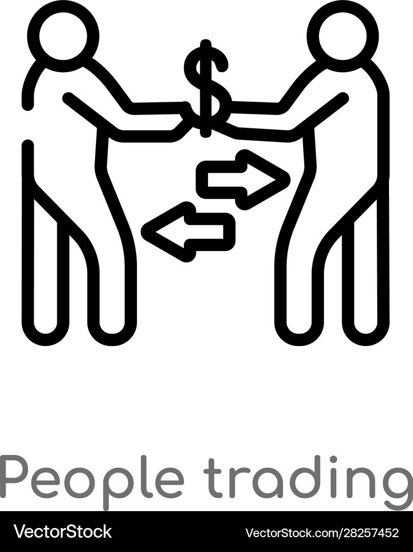 Outline people trading icon isolated black simple Vector Image