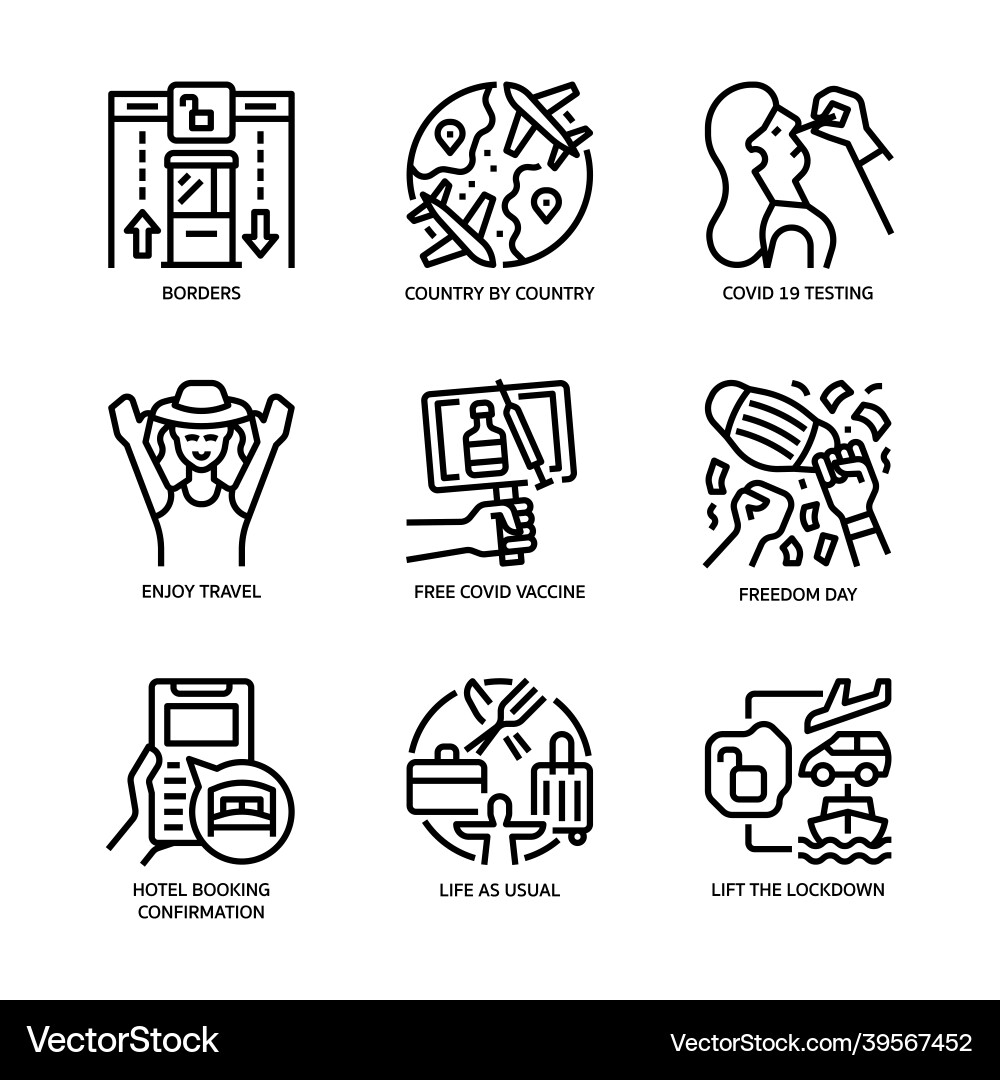 Reopening country icons set Royalty Free Vector Image