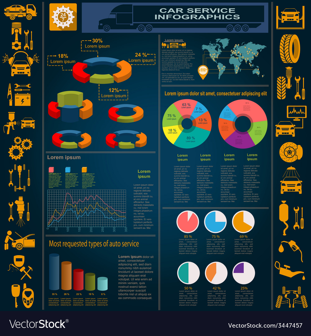 Car service repair infographics Royalty Free Vector Image