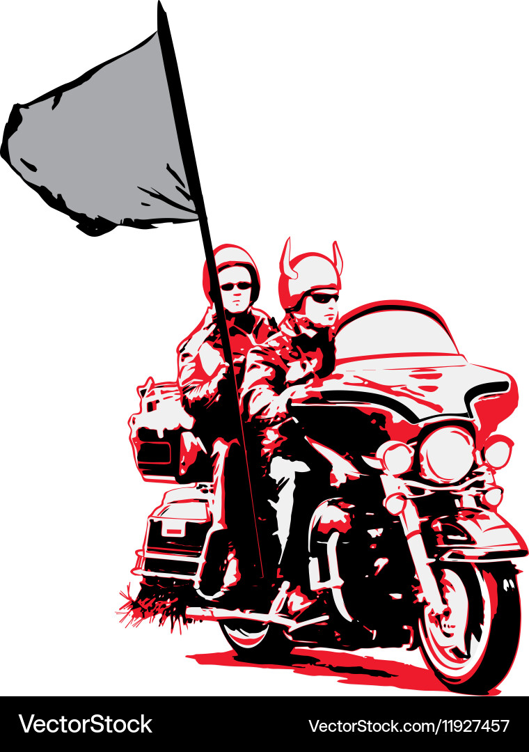 Couple riding motorcycle with flag Royalty Free Vector Image