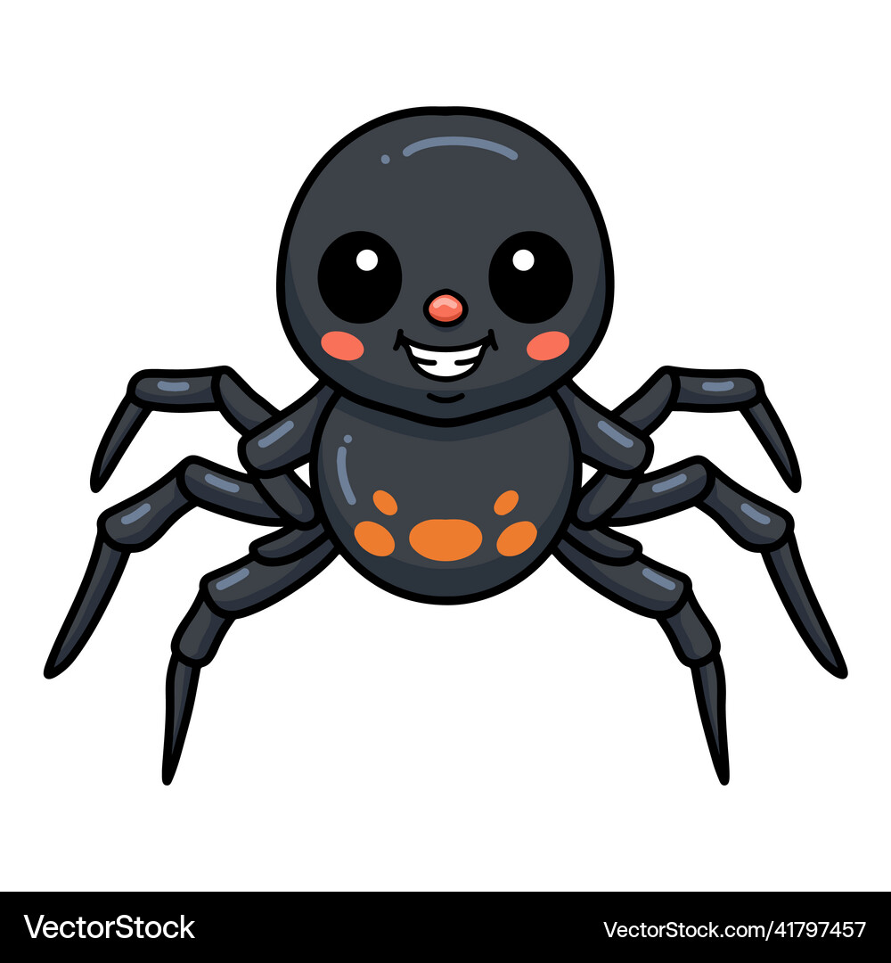 Cute little black spider cartoon Royalty Free Vector Image
