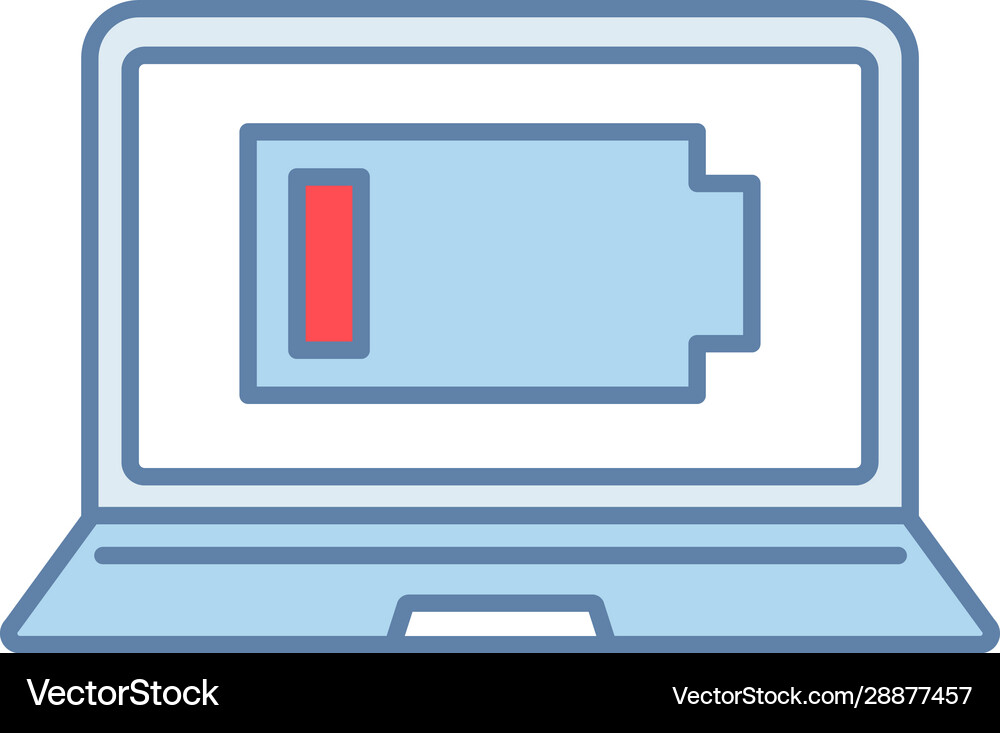 Discharged laptop color icon Royalty Free Vector Image