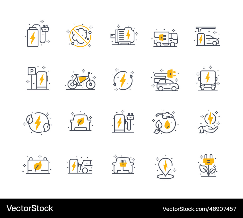 Electro car color icons set Royalty Free Vector Image