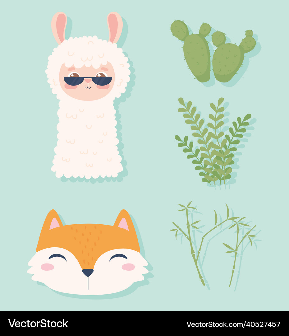 Icons animals and plants Royalty Free Vector Image