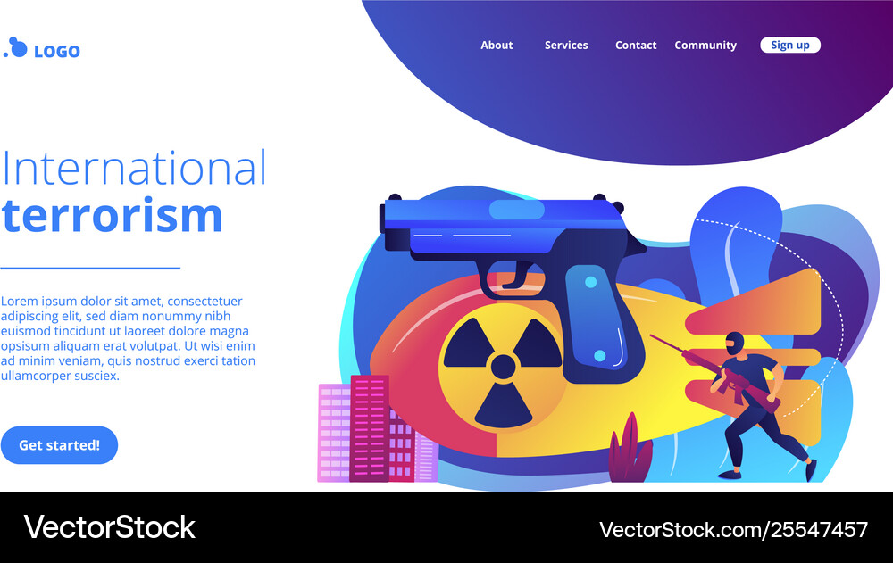 International terrorism concept landing page Vector Image