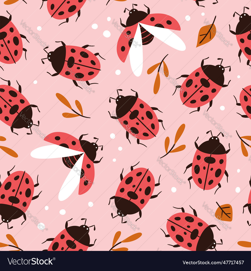 Lady bugs seamless pattern Royalty Free Vector Image