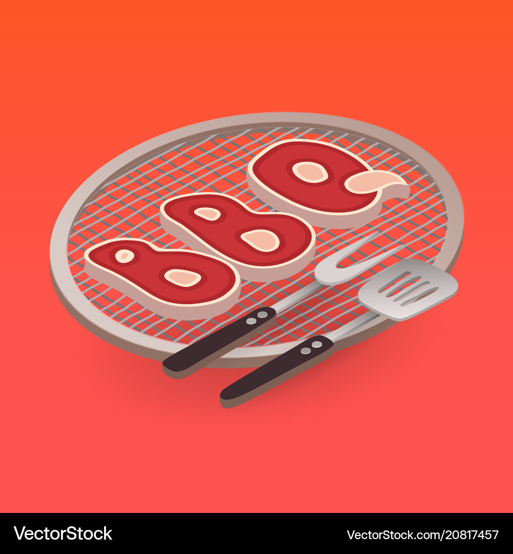 Letters bbq on the grill and barbecue elements Vector Image