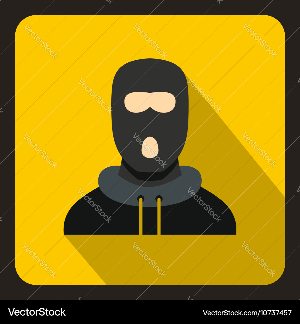 Man in balaclava icon flat style Royalty Free Vector Image
