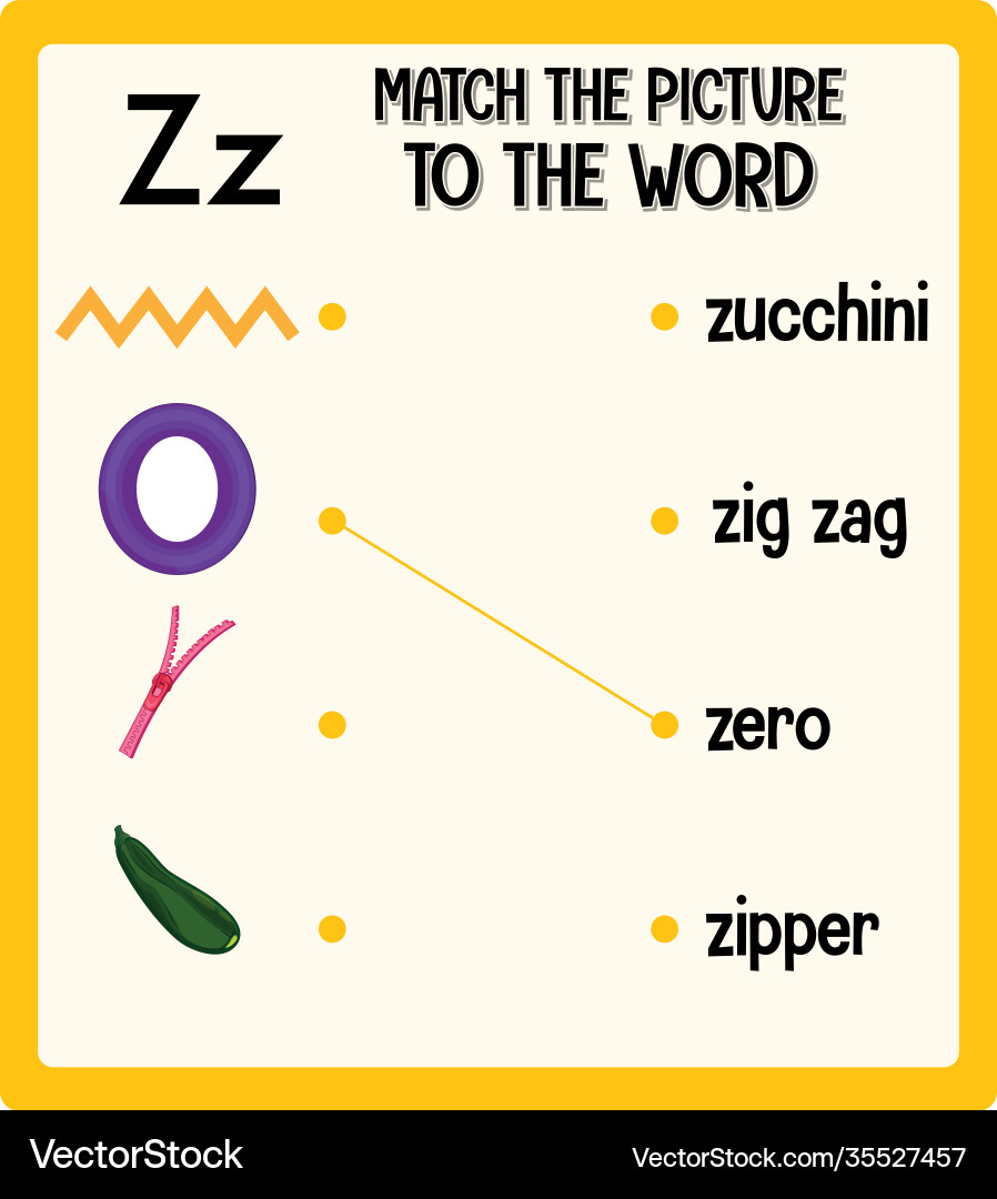 Match picture to word worksheet Royalty Free Vector Image