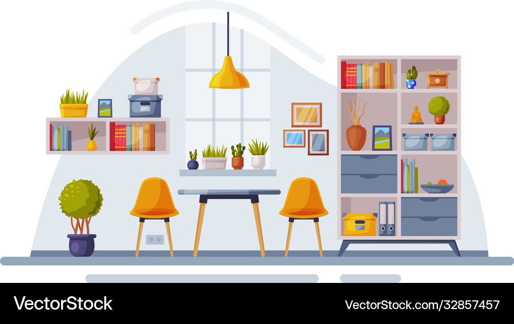 Modern room interior design cozy apartments Vector Image