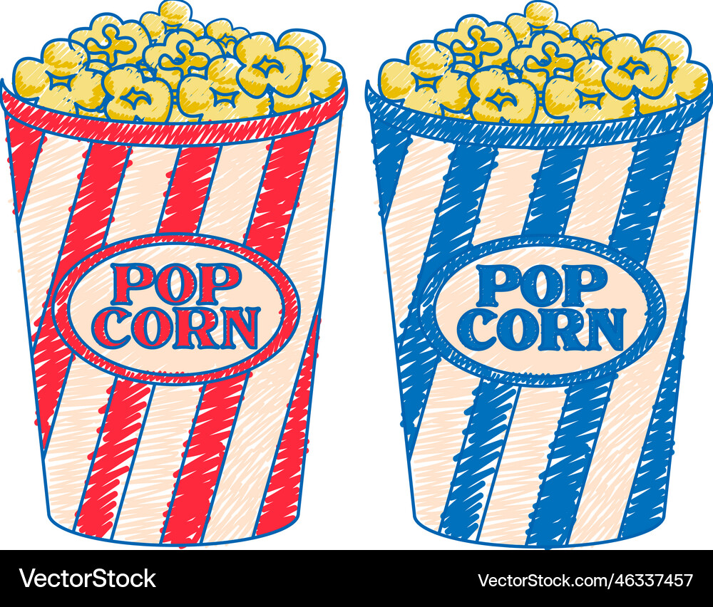 Popcorn in pencil colour sketch simple style Vector Image