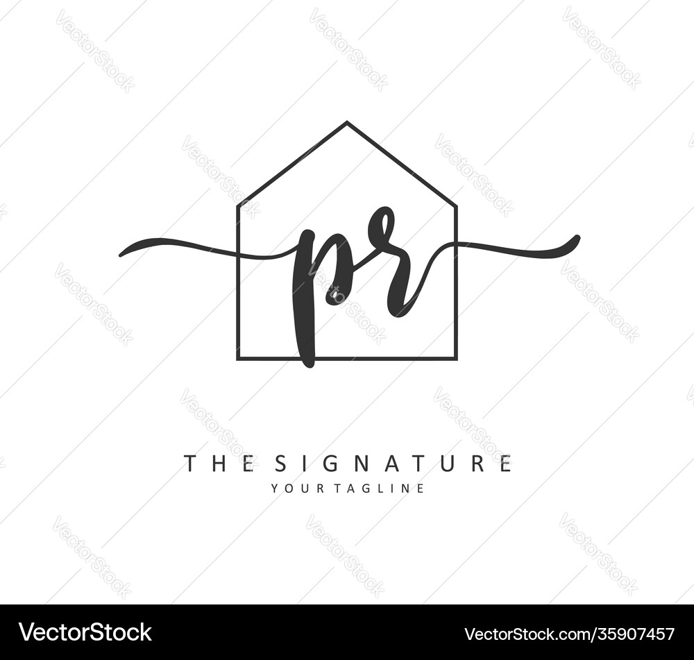 Pr initial letter handwriting and signature logo Vector Image
