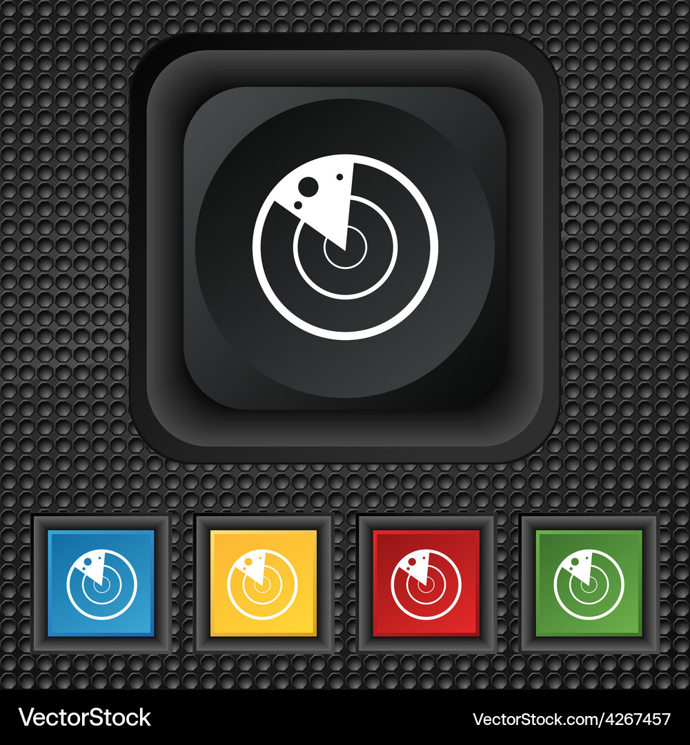 Radar icon sign symbol Squared colourful buttons Vector Image