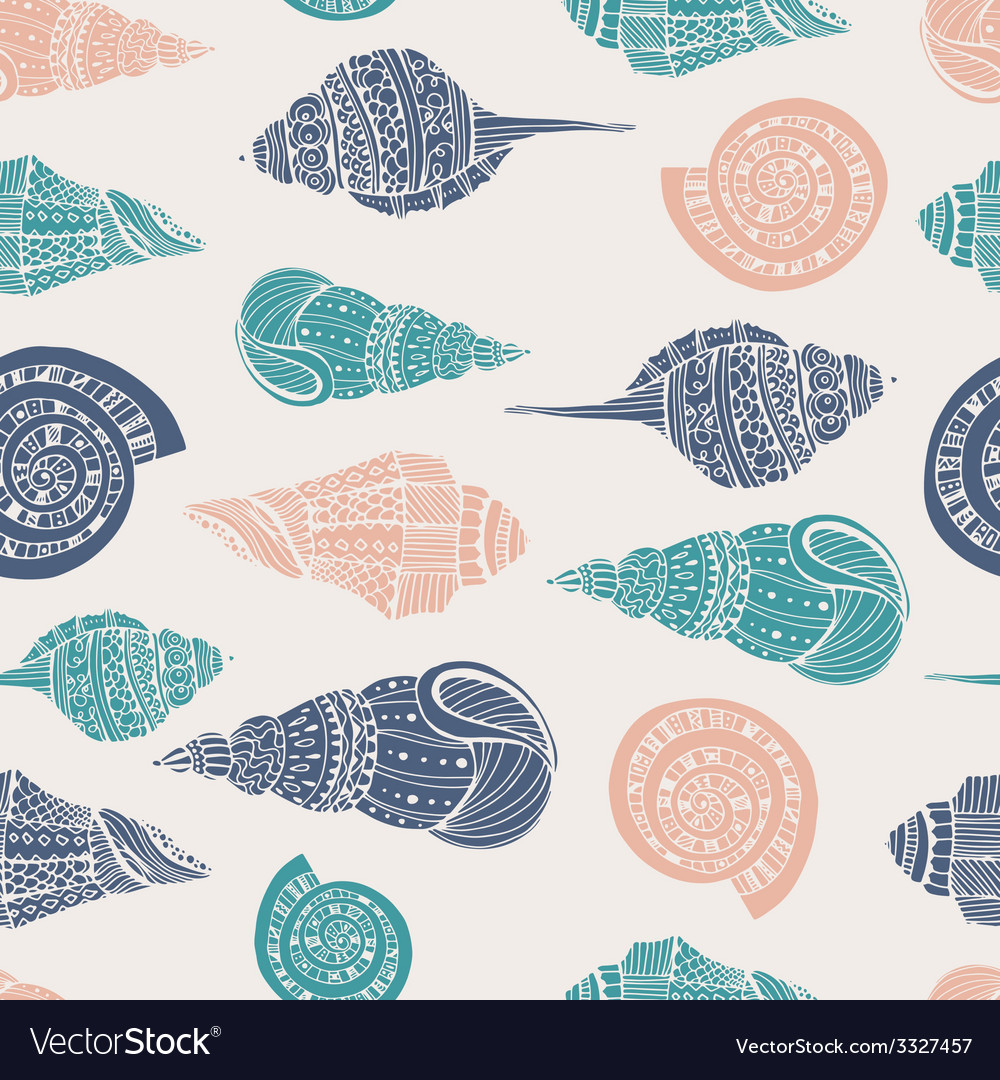 Seashell seamless pattern Royalty Free Vector Image