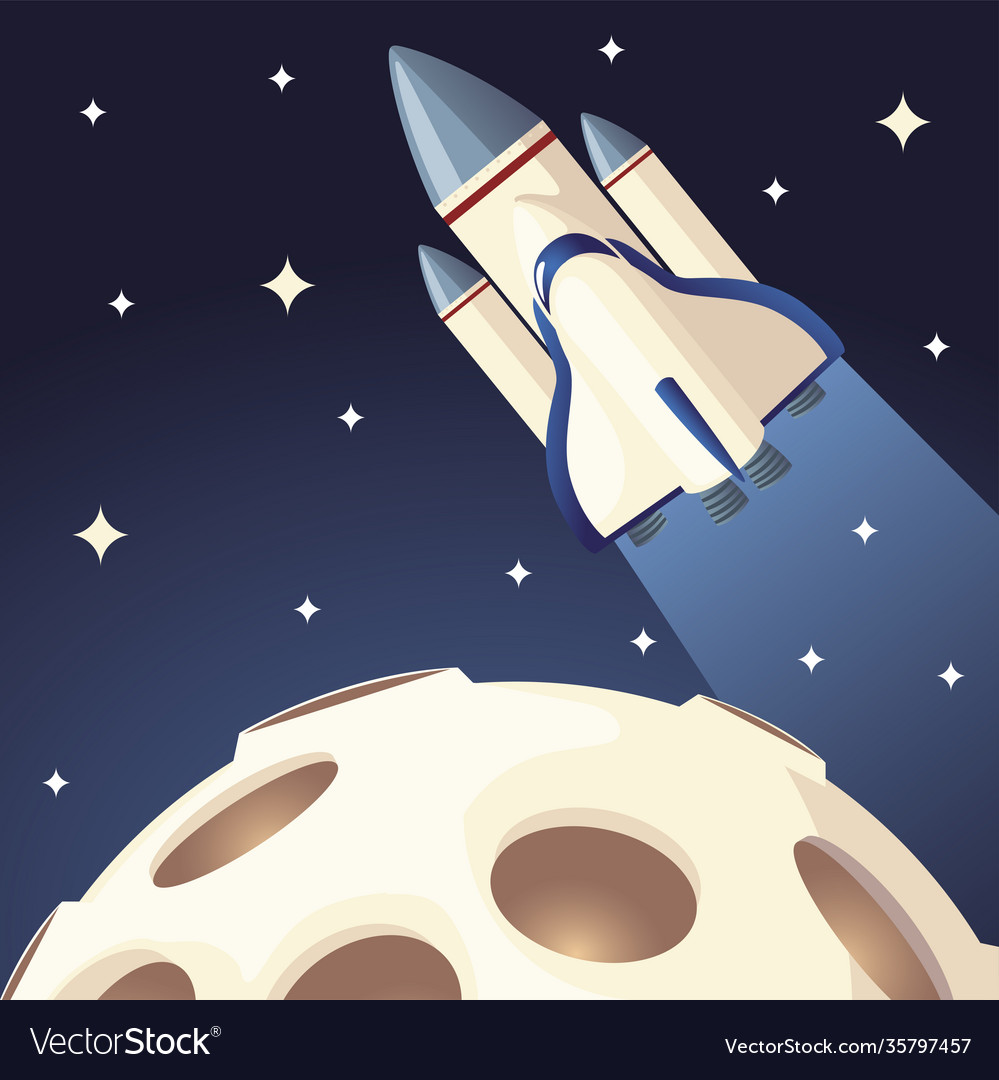 Space spaceship and planet galaxy solar system Vector Image