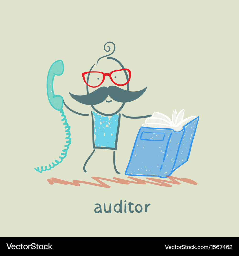 Auditor with the book and phone Royalty Free Vector Image