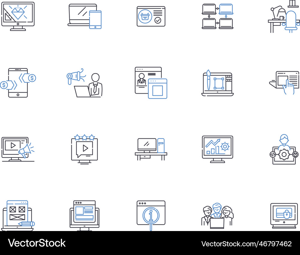 B2b selling line icons collection negotiation Vector Image