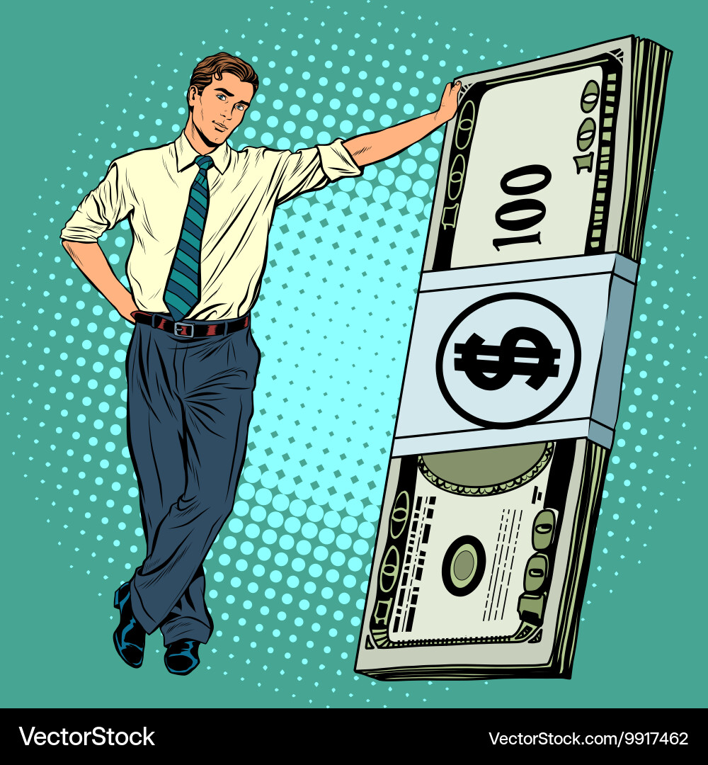 Business man with money Royalty Free Vector Image