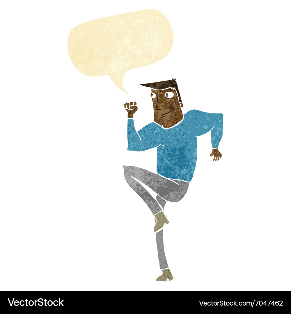 Cartoon man jogging on spot with speech bubble Vector Image