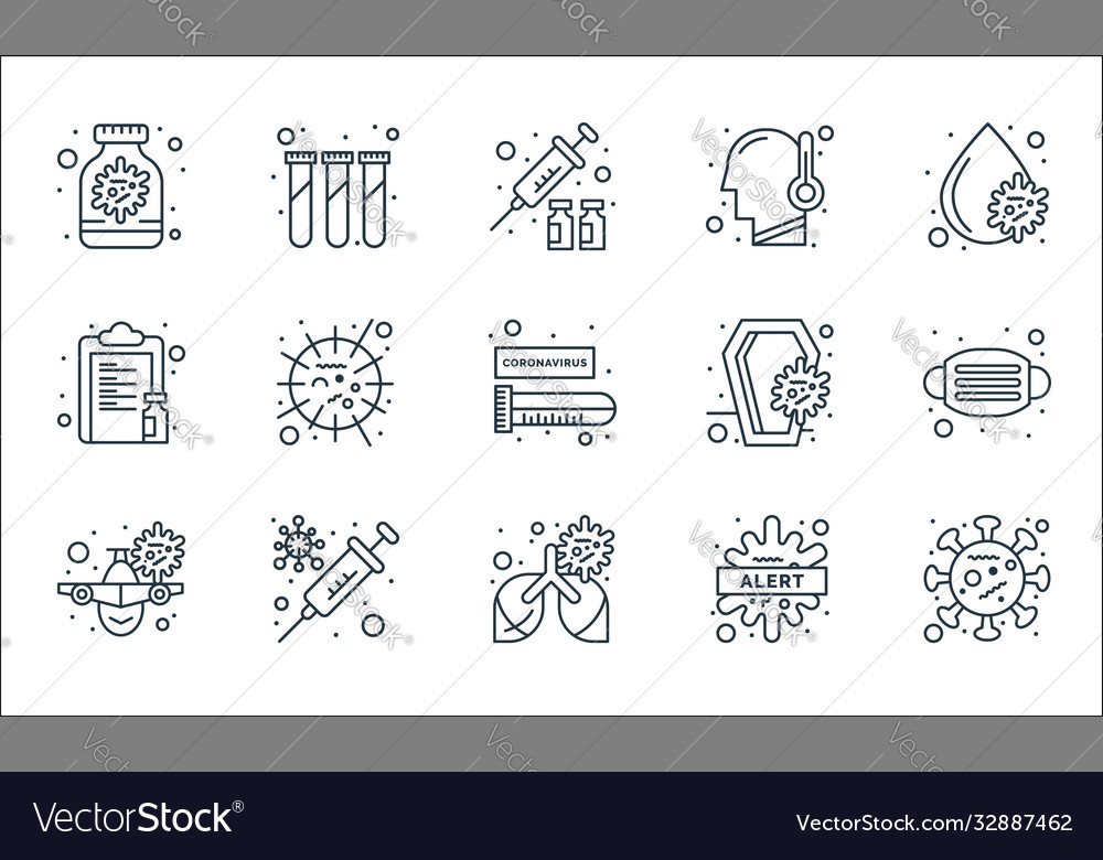 Coronavirus line icons linear set quality line Vector Image