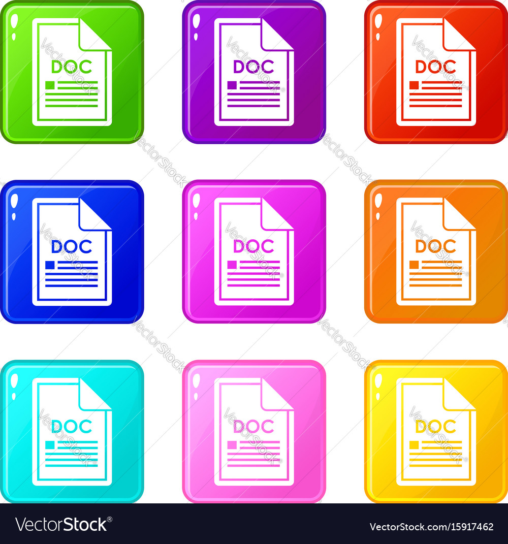 File doc icons 9 set Royalty Free Vector Image