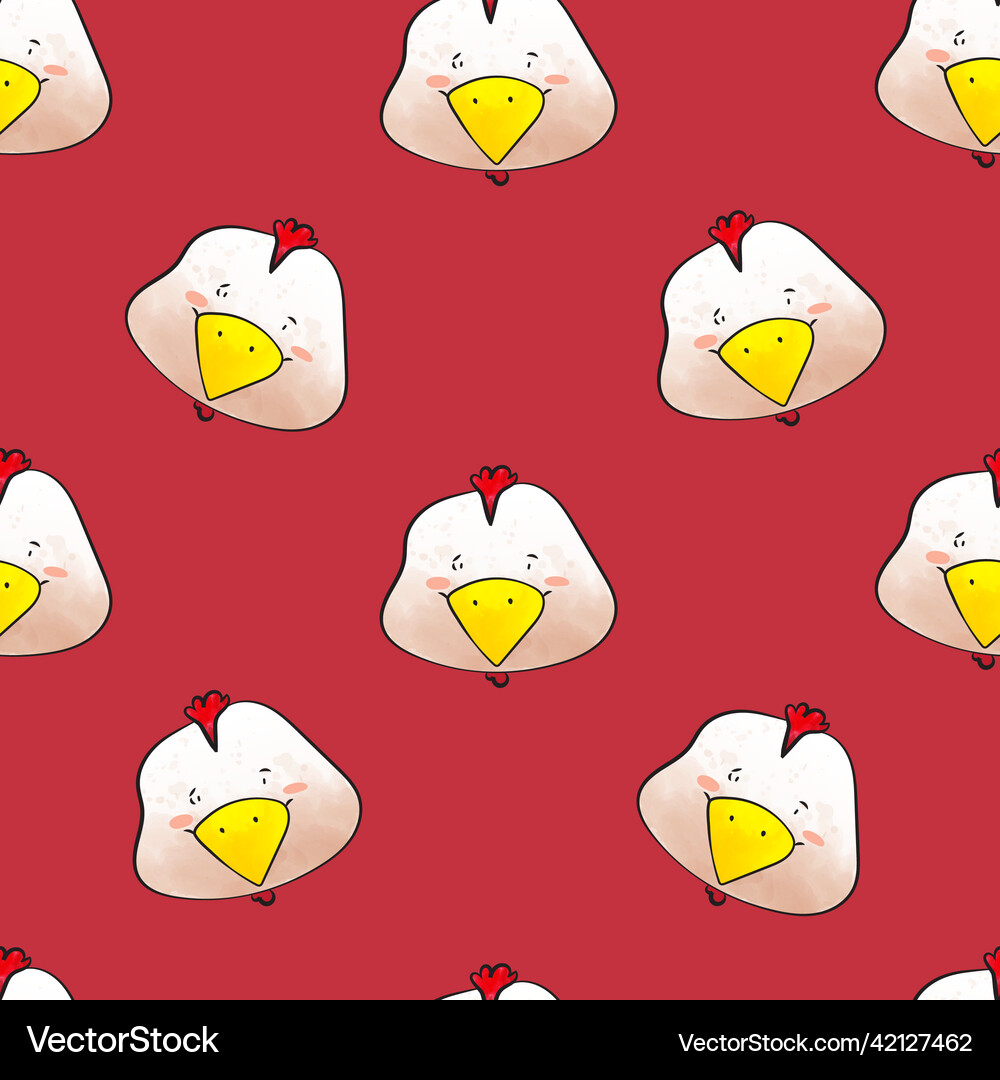 Funny animal chicken cartoon seamless pattern Vector Image
