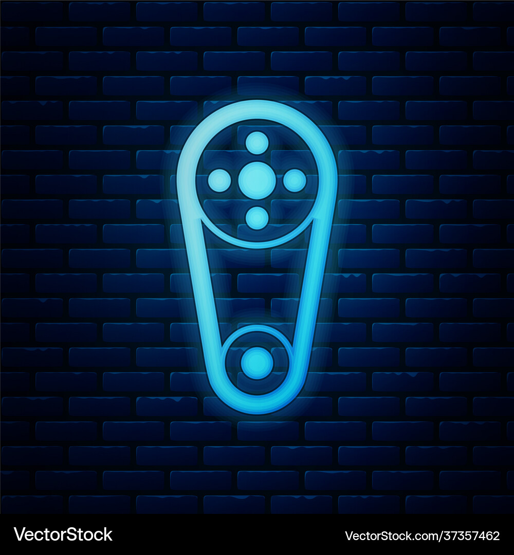 Glowing neon timing belt kit icon isolated Vector Image