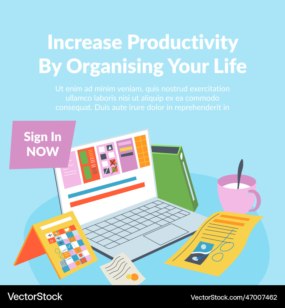 Increase productivity by organizing your life Vector Image