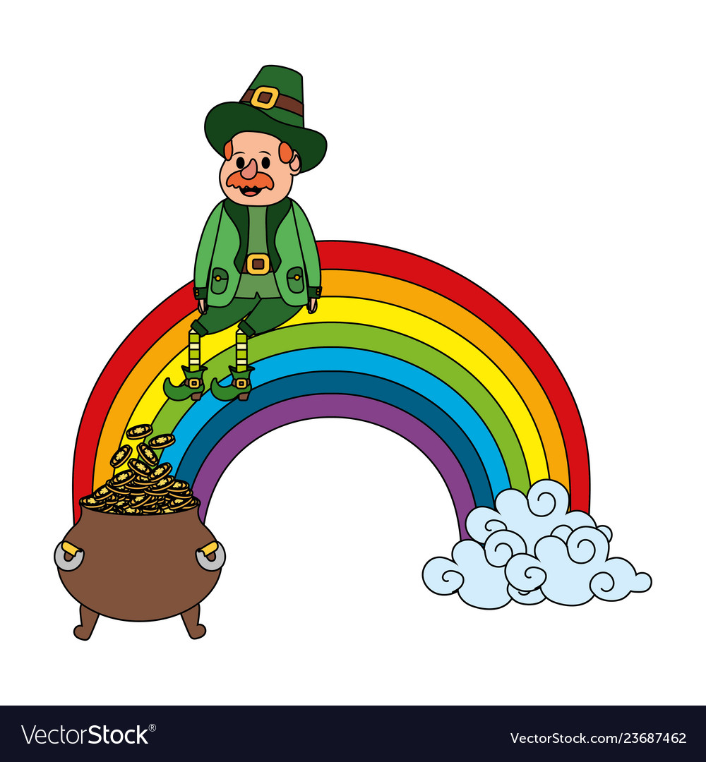 Leprechaun with pot of gold Royalty Free Vector Image