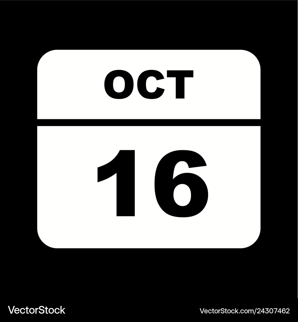 October 16th date on a single day calendar Vector Image