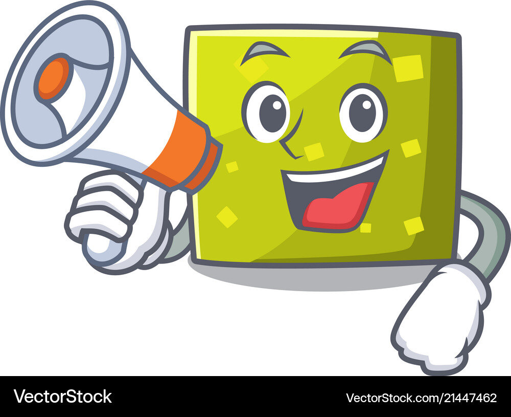 With megaphone square character cartoon style Vector Image