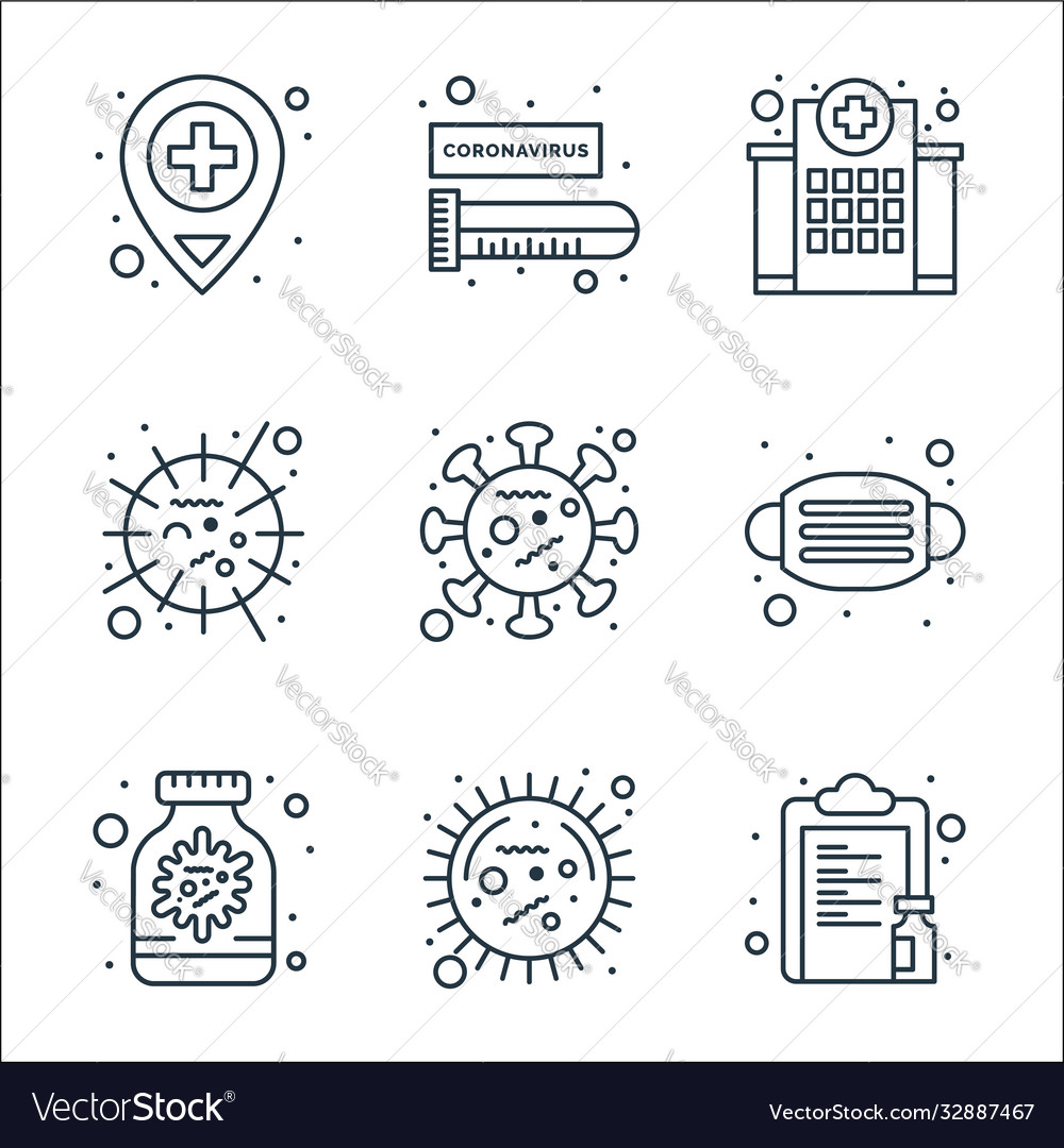 Coronavirus line icons linear set quality line Vector Image