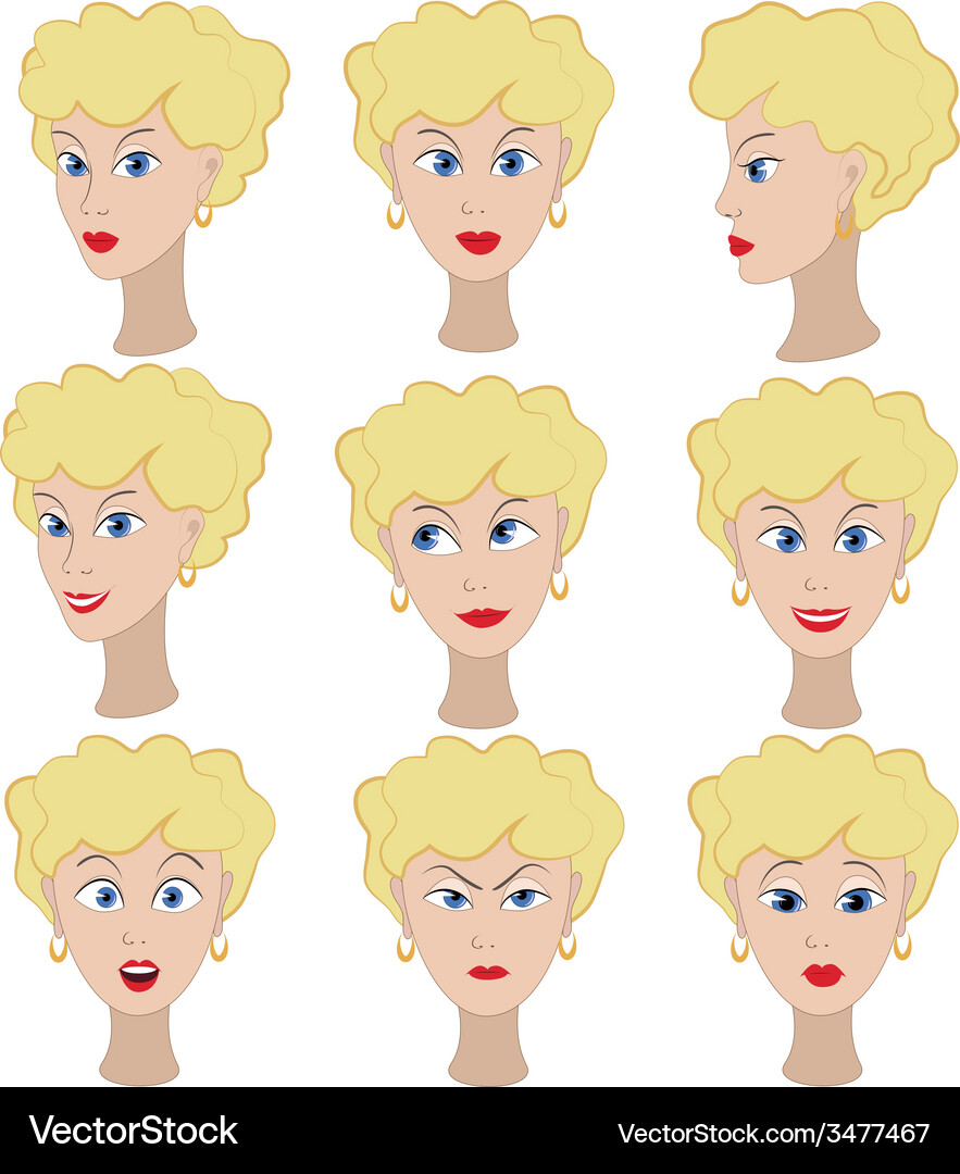 Girl with Diverse Emotions Royalty Free Vector Image