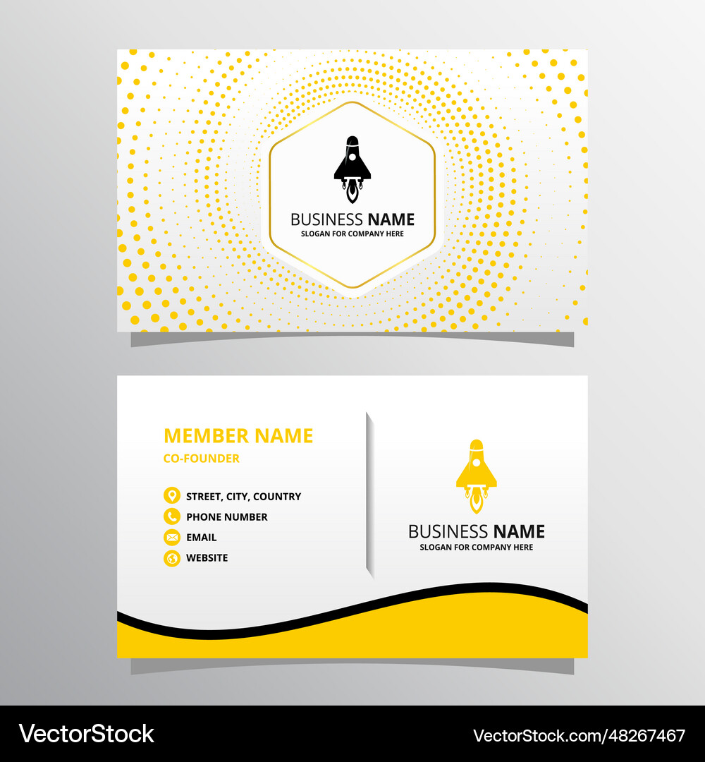Modern yellow business card template with halftone