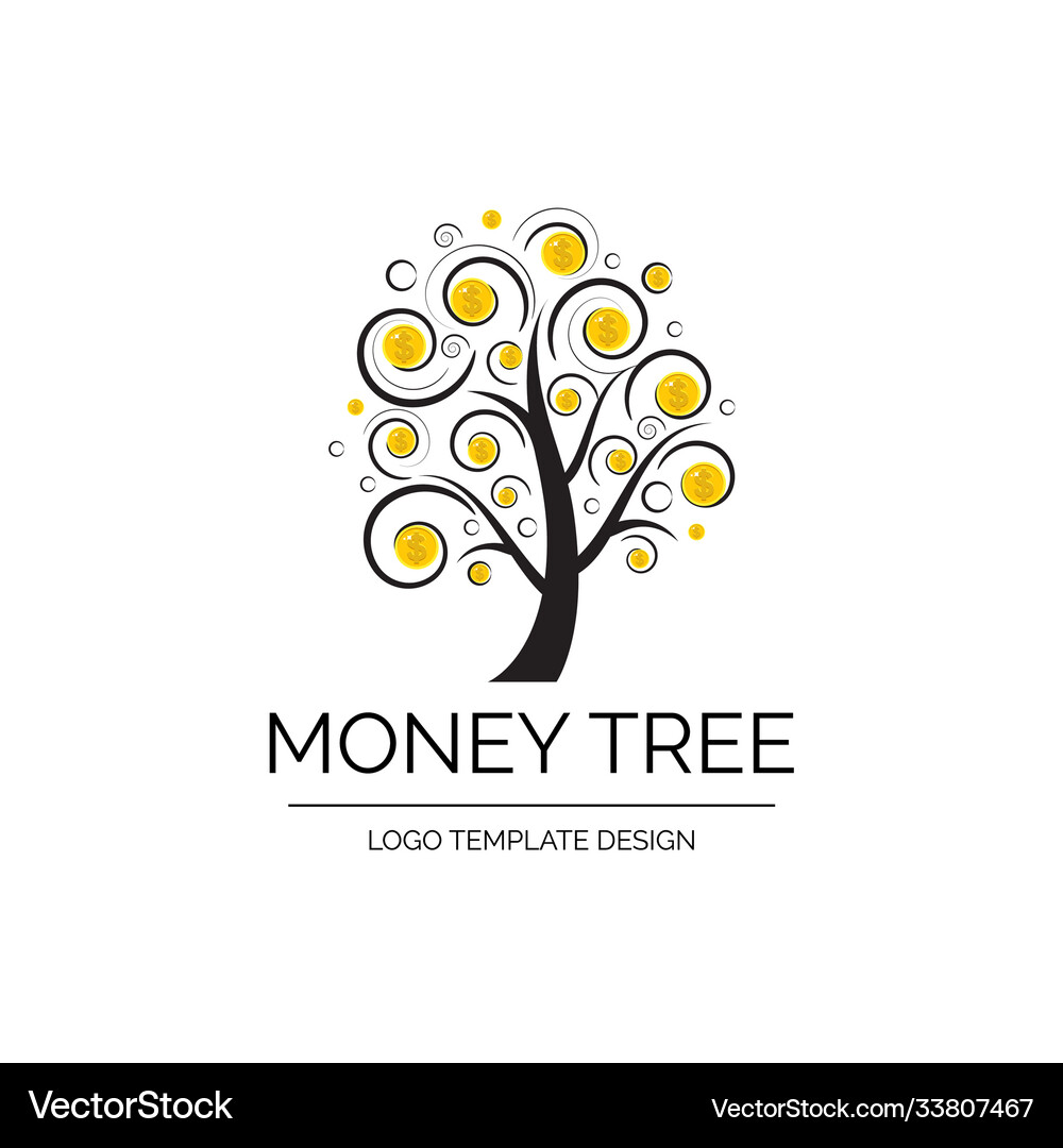 Money tree icon logo grow symbol Royalty Free Vector Image