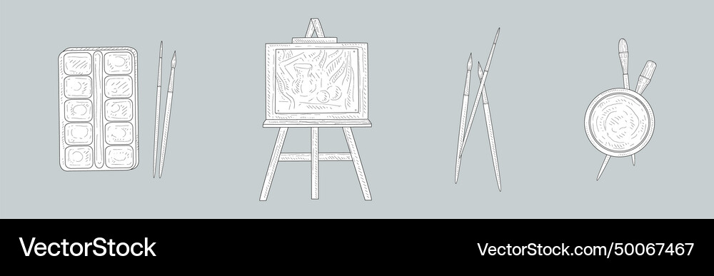 Painting artist tool and element hand drawn Vector Image