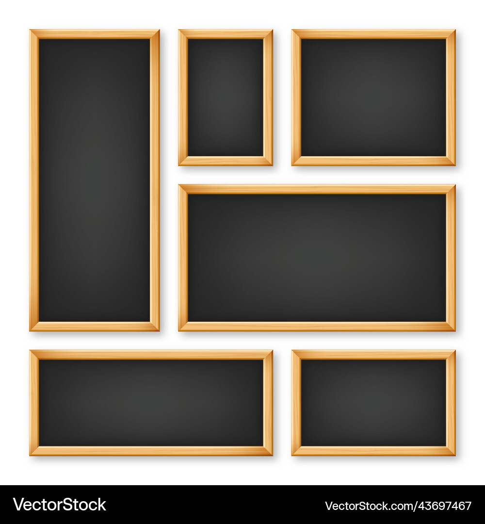 Realistic various chalkboards in a wooden frame Vector Image