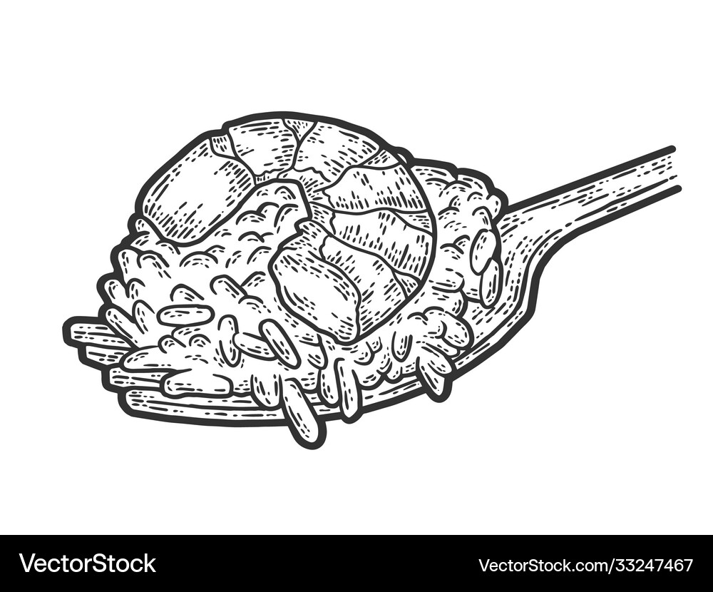 Risotto with seafood sketch scratch board Vector Image