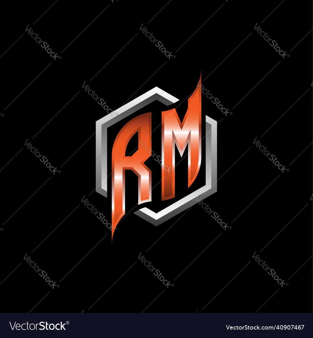Rm monogram geometric orange with hexagonal Vector Image