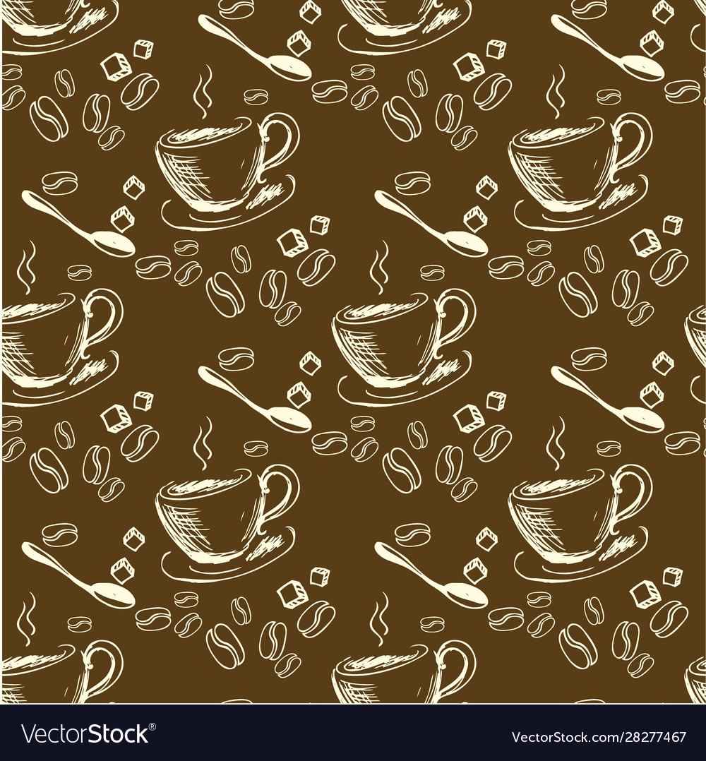 Seamless doodle coffee pattern Royalty Free Vector Image