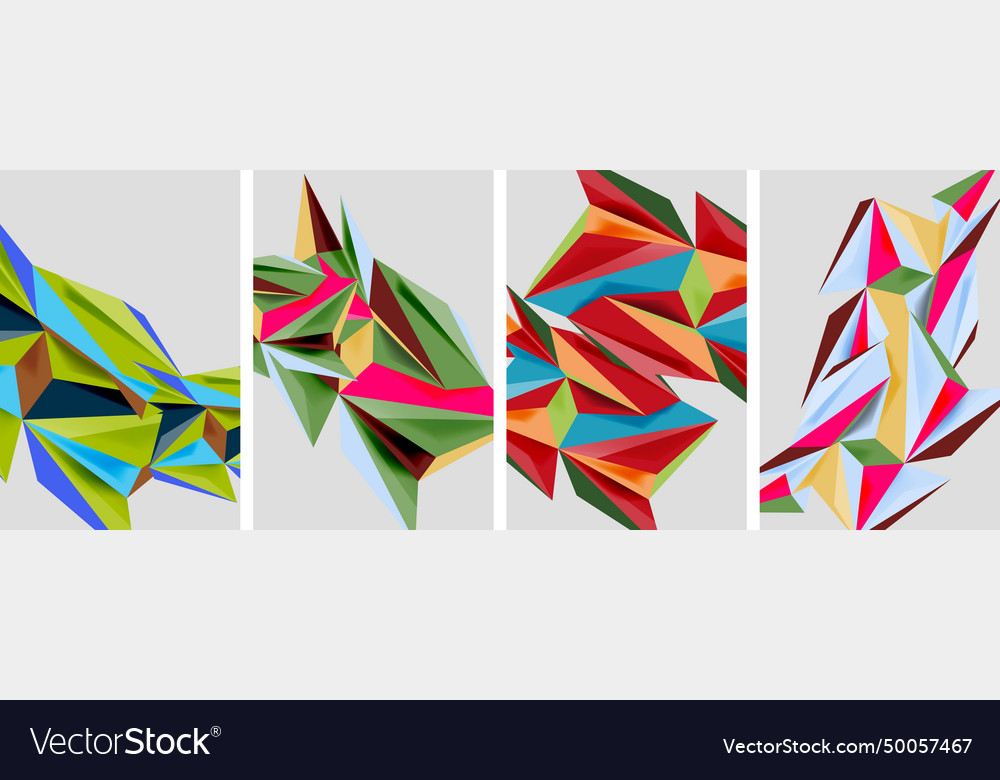 Set of mosaic triangle pattern abstract posters Vector Image