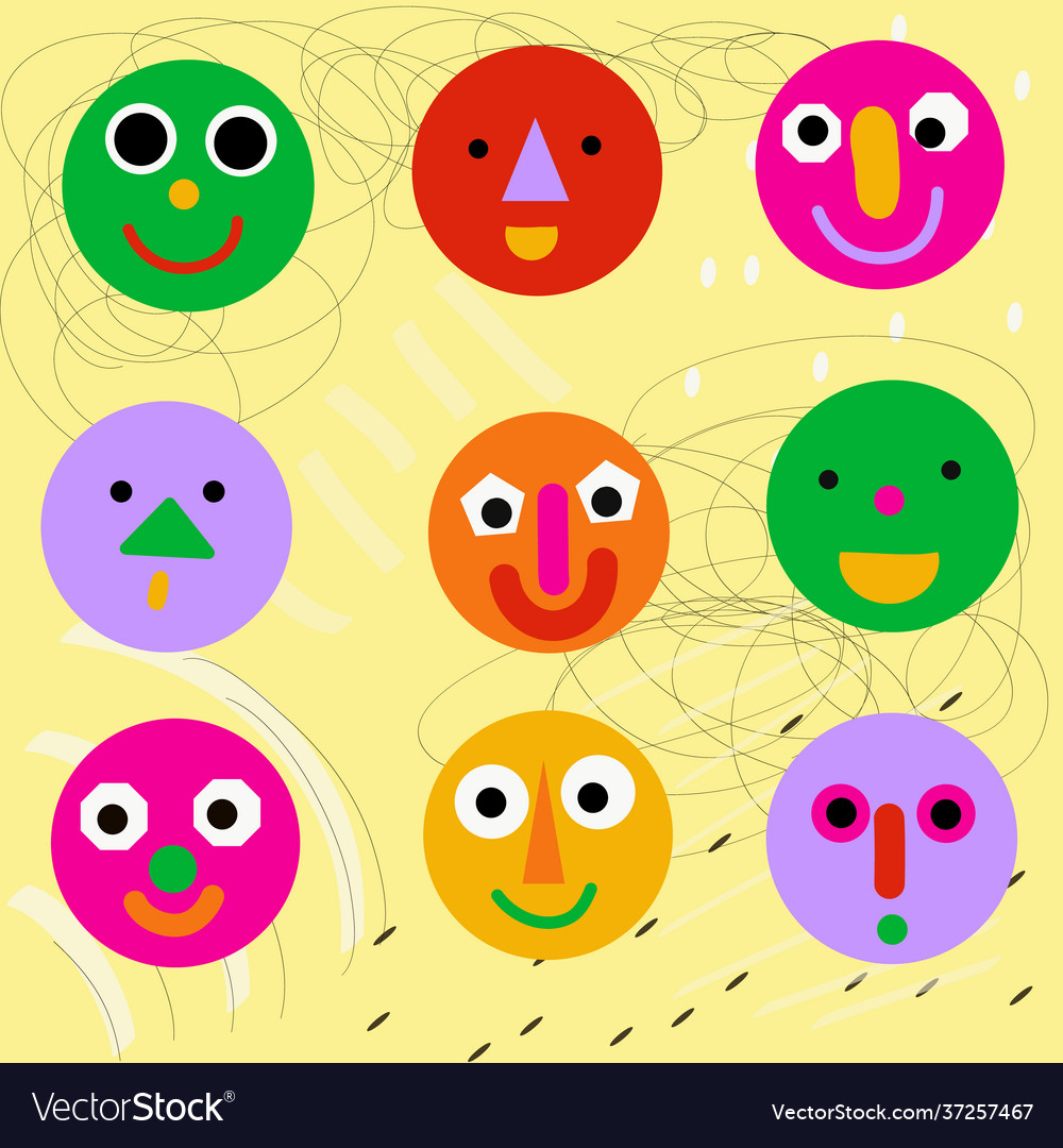 Set various faces Royalty Free Vector Image - VectorStock