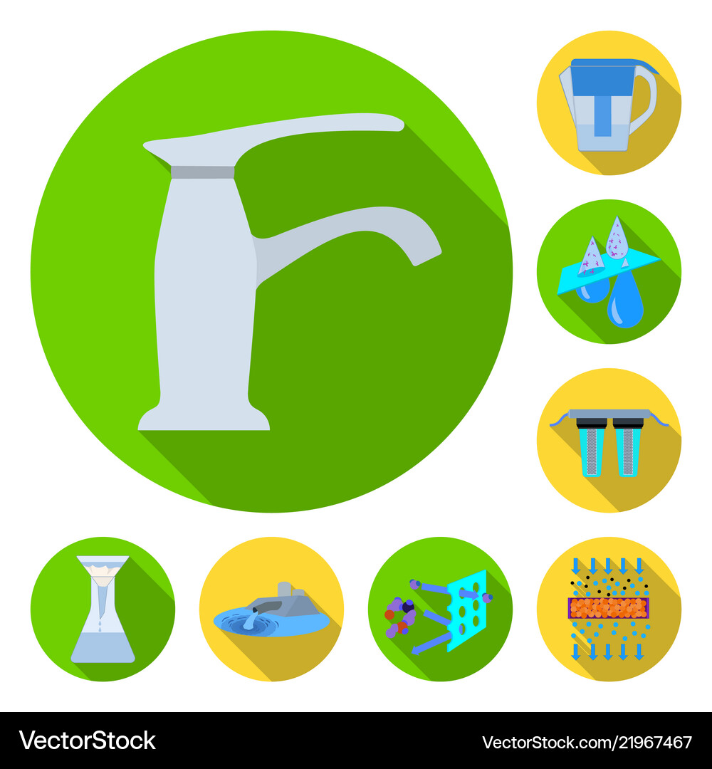 Water filtration system flat icons in set Vector Image