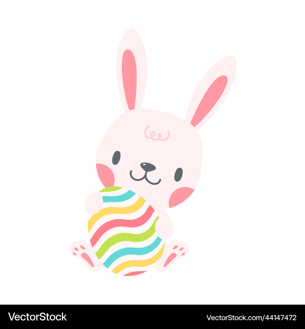 A little rabbit emerges from the hole cartoon Vector Image