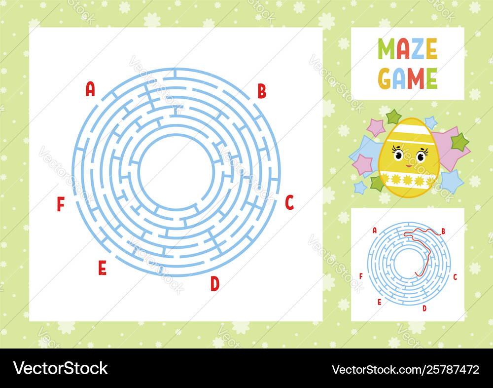 Color round labyrinth kids worksheets activity Vector Image