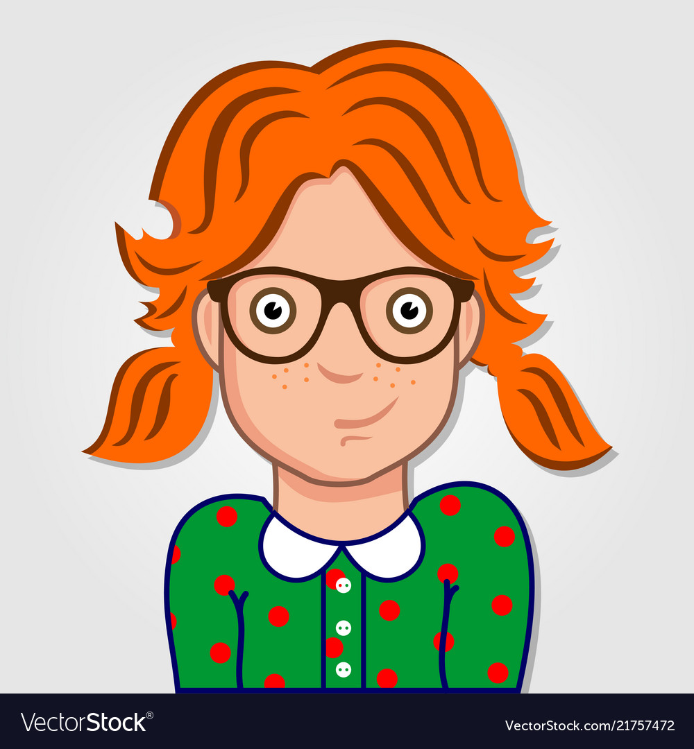 Funny cartoon little girl portrait with glasses Vector Image Funny cartoon little girl portrait with glasses Vector Image
