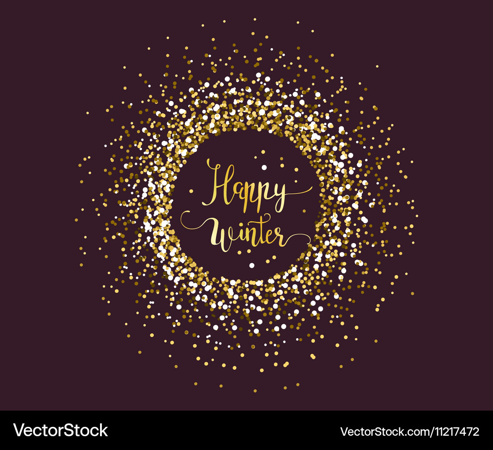 Handdrawn christmas lettering with gold Royalty Free Vector