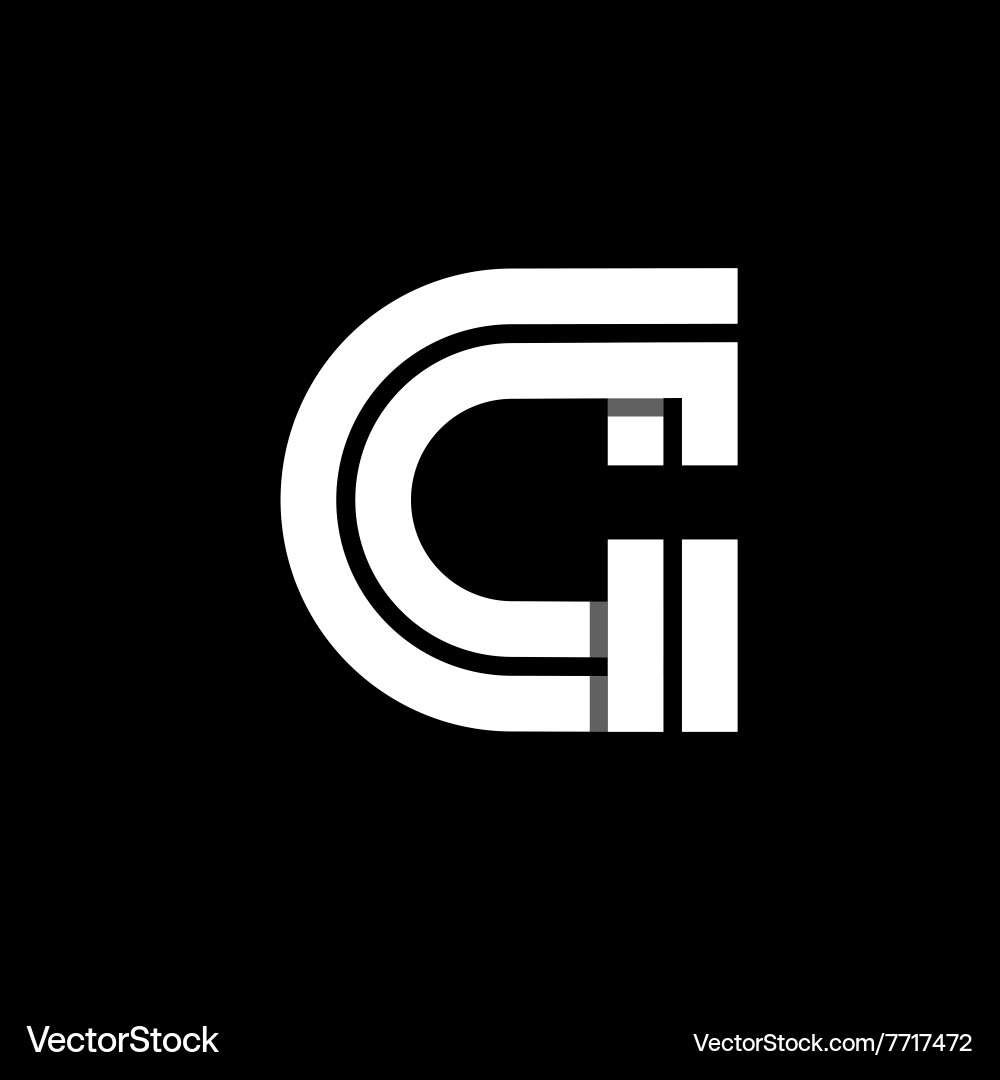 Letter C wide white stripes Logo monogram emblem Vector Image