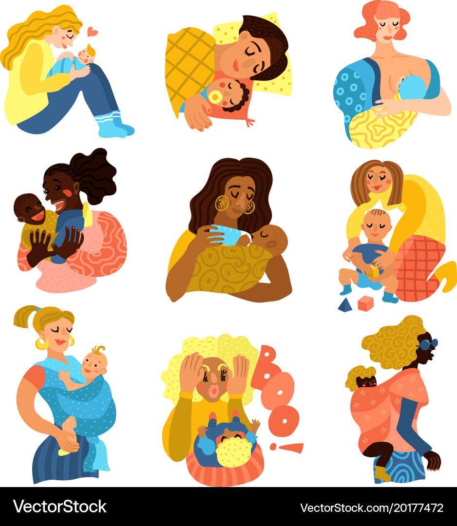 Motherhood icons set Royalty Free Vector Image